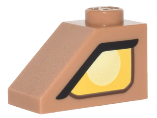 Slope 45 2 x 1 with Yellow Clayface Eye Pattern Model Left Side, 3040pb015L Medium Nougat U