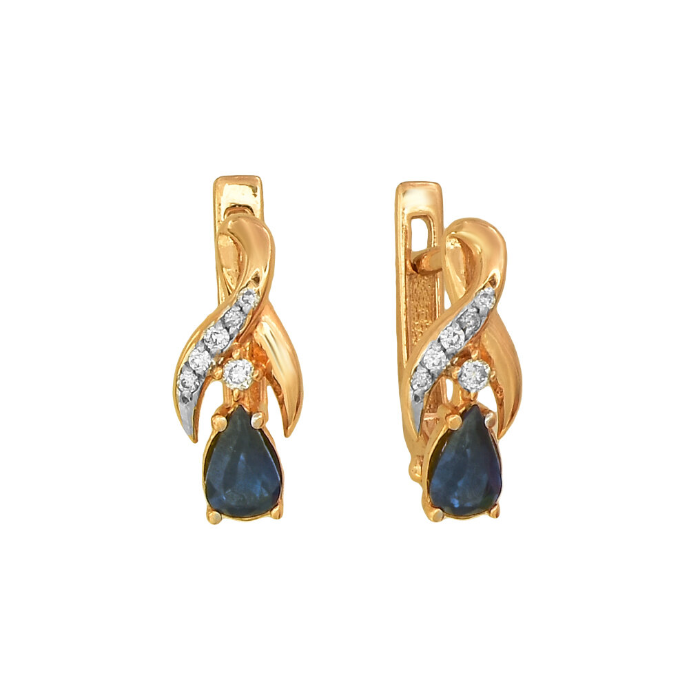 серьги из золота, с сапфирами, с бриллиантами