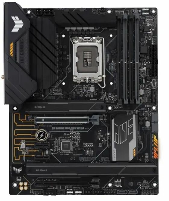 Материнская плата ASUS TUF GAMING B660-PLUS WIFI D4 (TUF GAMING B660-PLUS WIFI D4) - LGA 1700, Intel B660, 4хDDR4-3200 МГц, 2хPCI-Ex16, 3хM.2, Standard-ATX