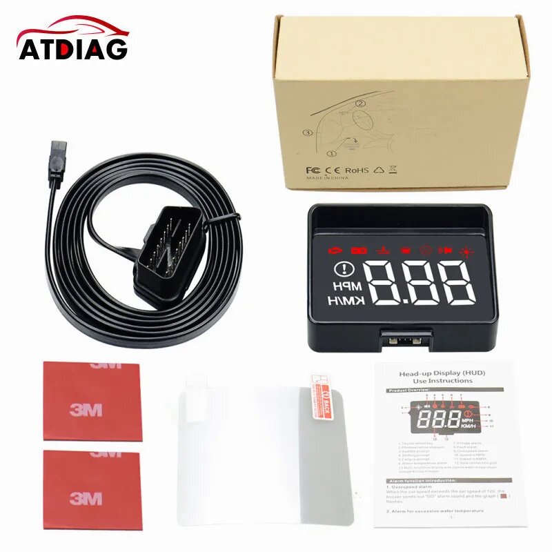 Новый автомобильный HUD A100S, проекционный дисплей OBD2, EUOBD, предупреждение о превышении скорости, автоматическая электронная сигнализация напряжения, лучше, чем A100 HUD