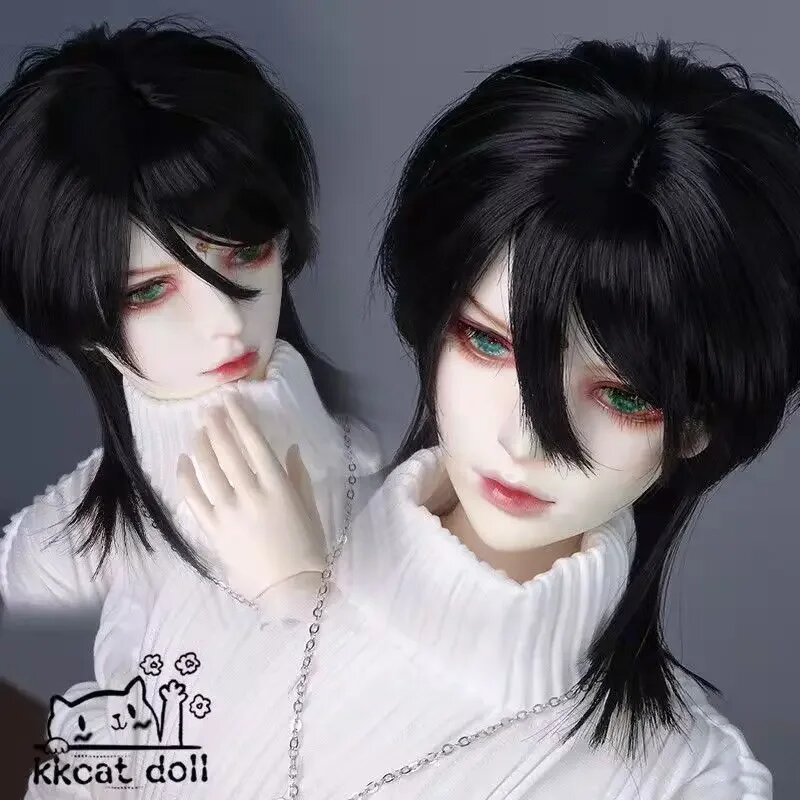 Мужской парик для кукол BJD 1/3 и 1/6, Head for 16-17.5cm, Черный, Унисекс