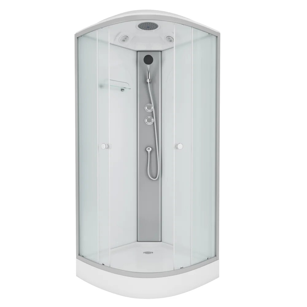 Душевая кабина Niagara Eco E90/13/MT низкий поддон, стеклянная, 90x90, закрытая (с крышей), с матовым стеклом, без гидромассажа, с вентиляцией, с функцией тропический душ