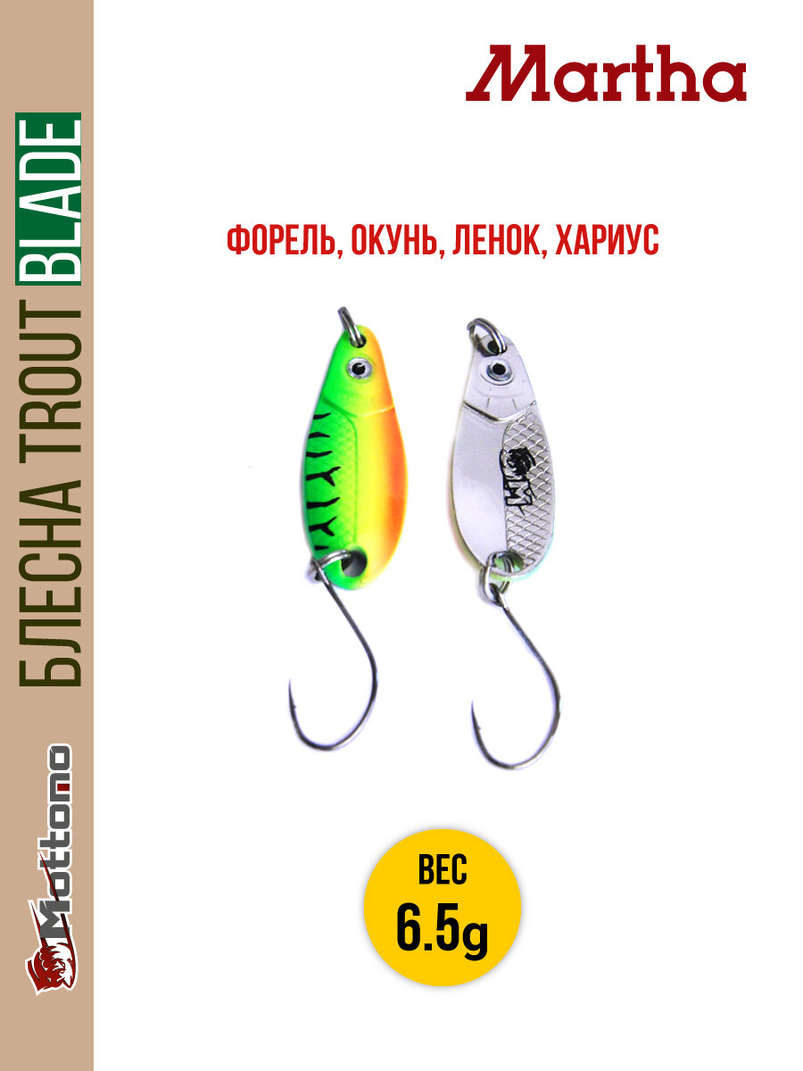 Блесна колеблющаяся для рыбалки Trout Blade Martha 6.5g 028. Колебалка на жереха, щуку, окуня