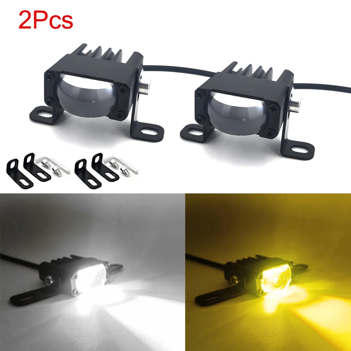 2 шт. фары, бампер, противотуманные светодиодные фонари, мини-фонари для вождения, решетка, комплект освещения для автомобиля, мотоцикла, 6000K, 9 В-36 В