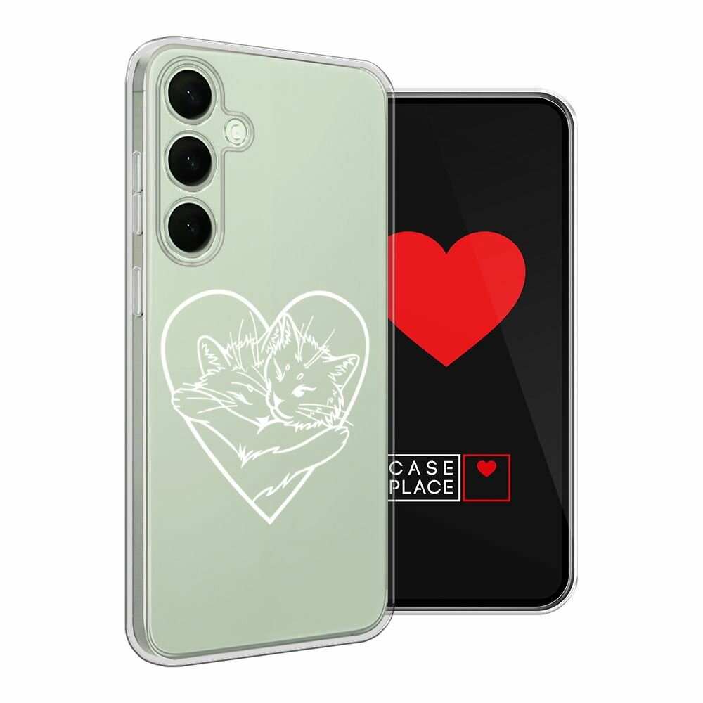 Чехол на Samsung Galaxy S25 Plus / Самсунг S25 Плюс с принтом "Влюблённые котики рисунок 2 - 14 февраля", прозрачный — фото 1