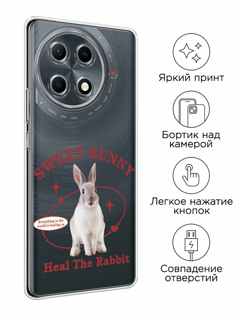 Чехол на Tecno Camon 30S Pro / Текно Камон 30S Про с принтом "Heal the rabbit", прозрачный — фото 1