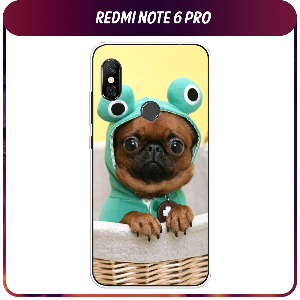 Чехол на Xiaomi Redmi Note 6 Pro / Сяоми Редми Нот 6 Про с принтом "Собачка в шапке лягушки"