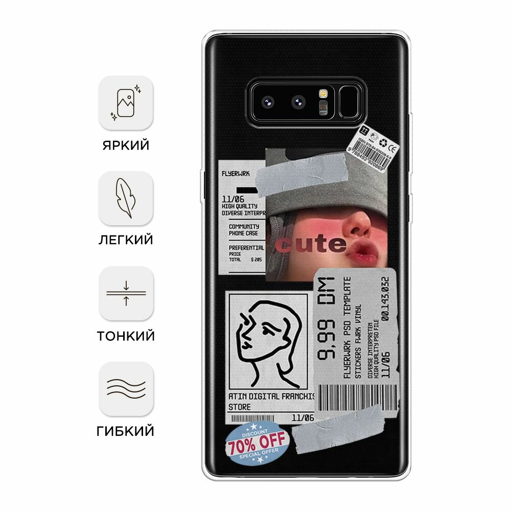 Чехол на Samsung Galaxy Note 8 / Самсунг Галакси Нот 8 с принтом Cute girl collage, прозрачный — фото 1
