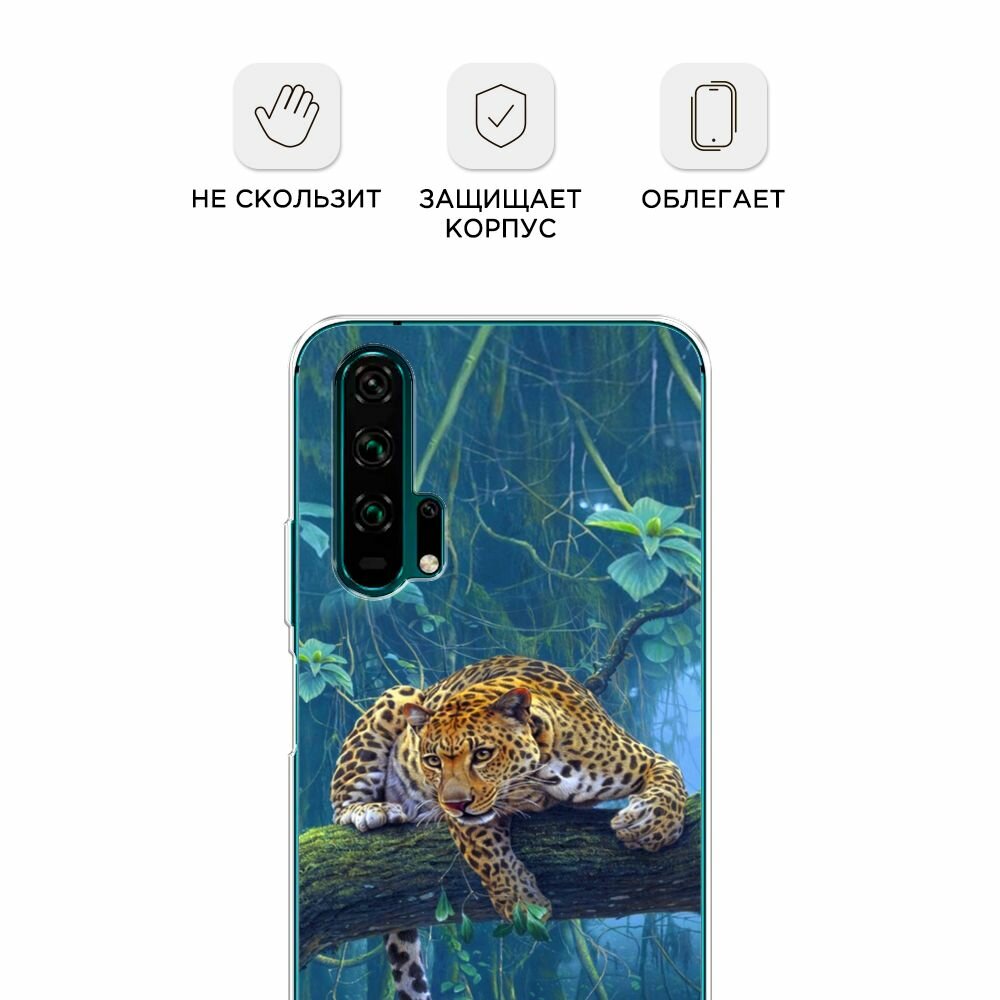 Чехол на Honor 20 Pro / Хонор 20 Про с принтом "Леопард охотник" — фото 1
