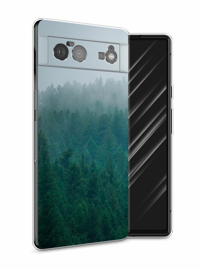 Чехол на Google Pixel 6 / Гугл Пиксель 6 с принтом "Лес в облаках"