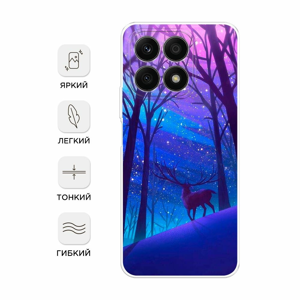 Силиконовый чехол на Honor X8A / Хонор X8A с принтом "Северный олень" — фото 1