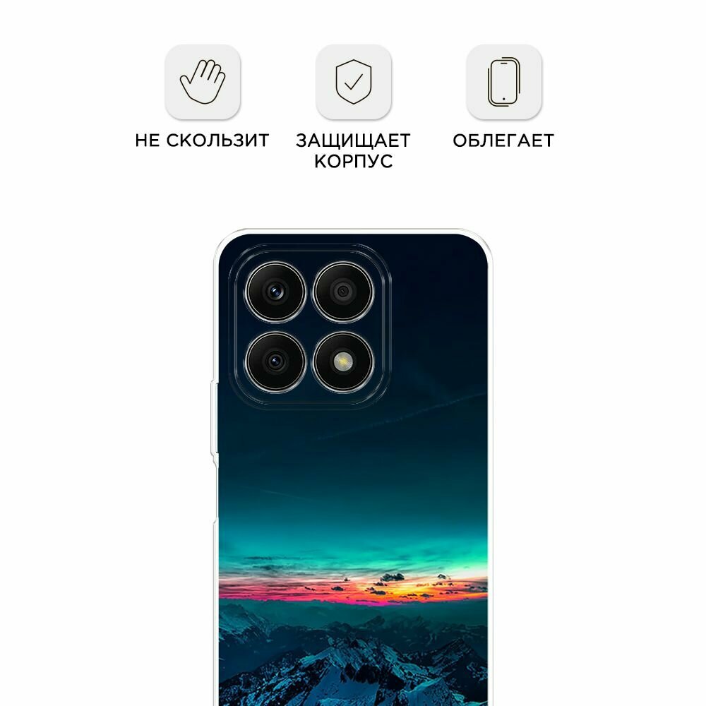 Силиконовый чехол на Honor X8A / Хонор X8A с принтом "Закат в горах" — фото 1