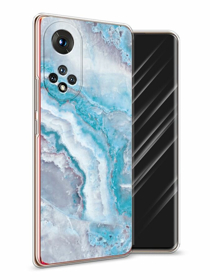 Чехол на Honor 50/Huawei Nova 9 / Хонор 50/Хуавей Нова 9 с принтом "Нежно-голубой мрамор"