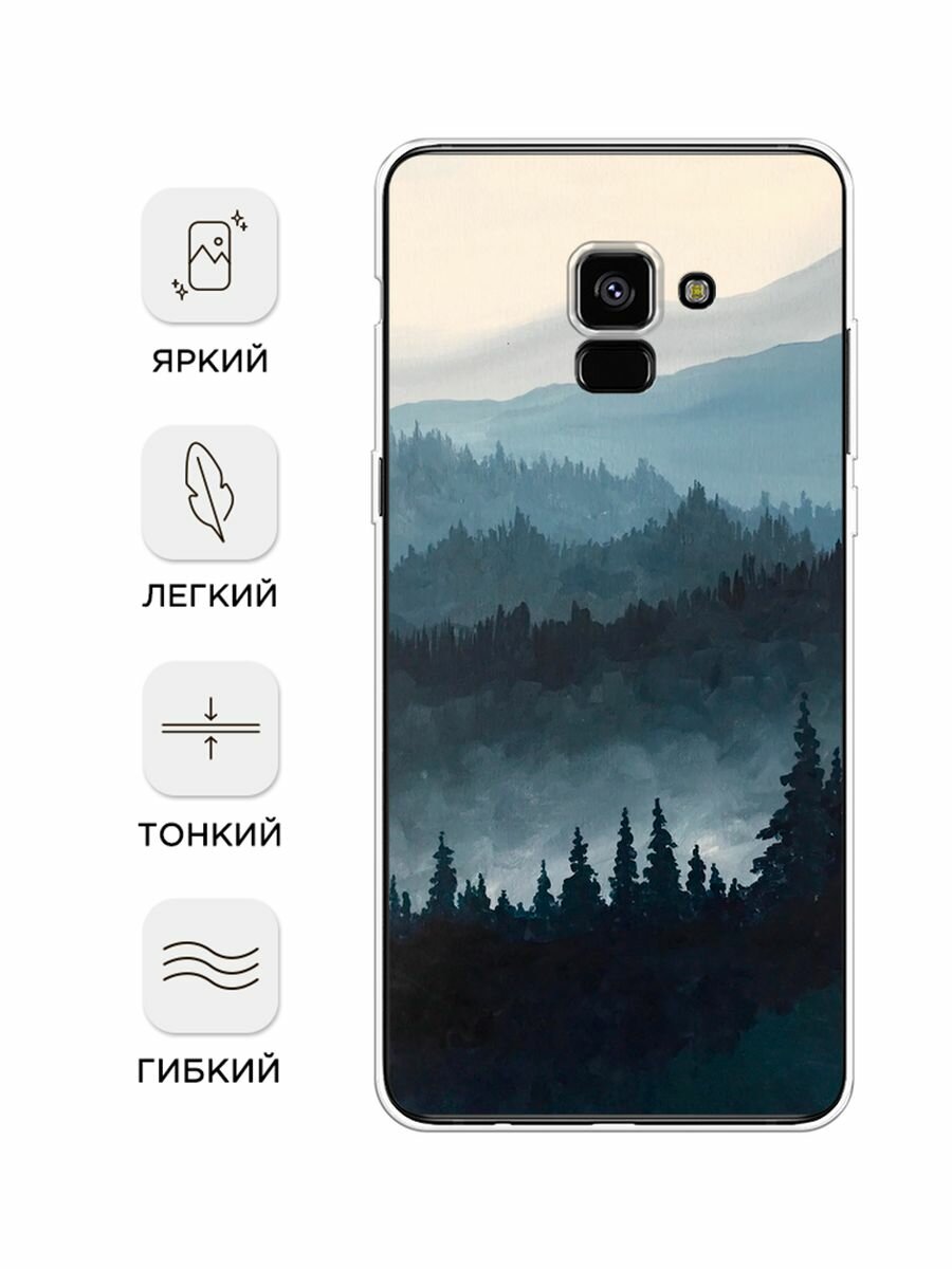 Чехол на Samsung Galaxy A8 + / Самсунг Галакси А8 Плюс 2018 с принтом "Туманные горы" — фото 1
