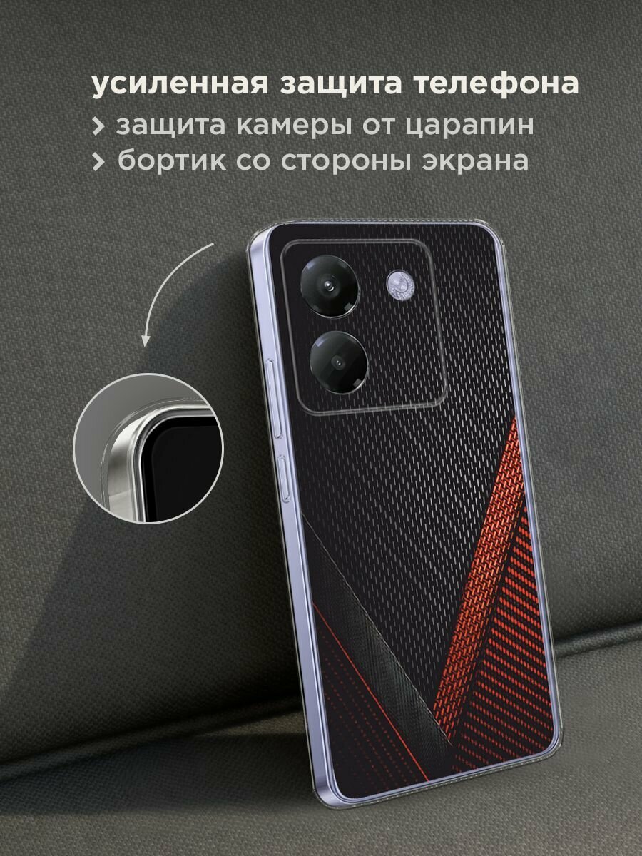 Чехол на Poco M7 Pro / Поко М7 Про с принтом "Красный карбон" — фото 1