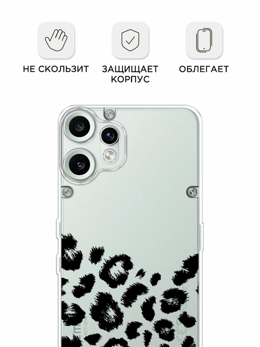Чехол на CMF Phone 2 Pro / CMF Фон 2 Про с принтом "Окрас леопарда фон черный", прозрачный — фото 1
