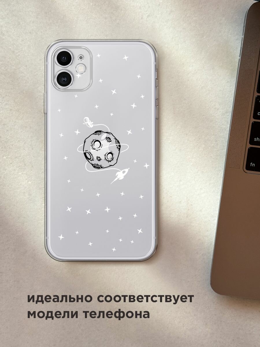Чехол на Apple iPhone 11 / Айфон 11 с принтом "Полет вокруг луны", прозрачный — фото 1