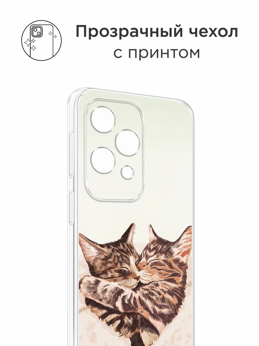 Чехол на Oppo A5x / Оппо А5x с принтом "Влюбленные котейки - 14 февраля" — фото 1