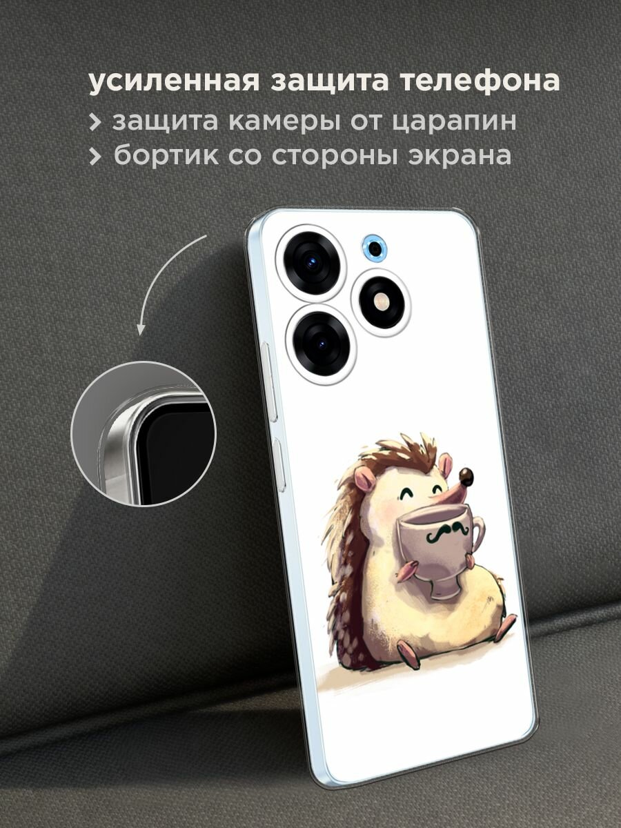 Чехол на Tecno Spark 10 Pro / Текно Спарк 10 Про с принтом "Еж кофеман" — фото 1
