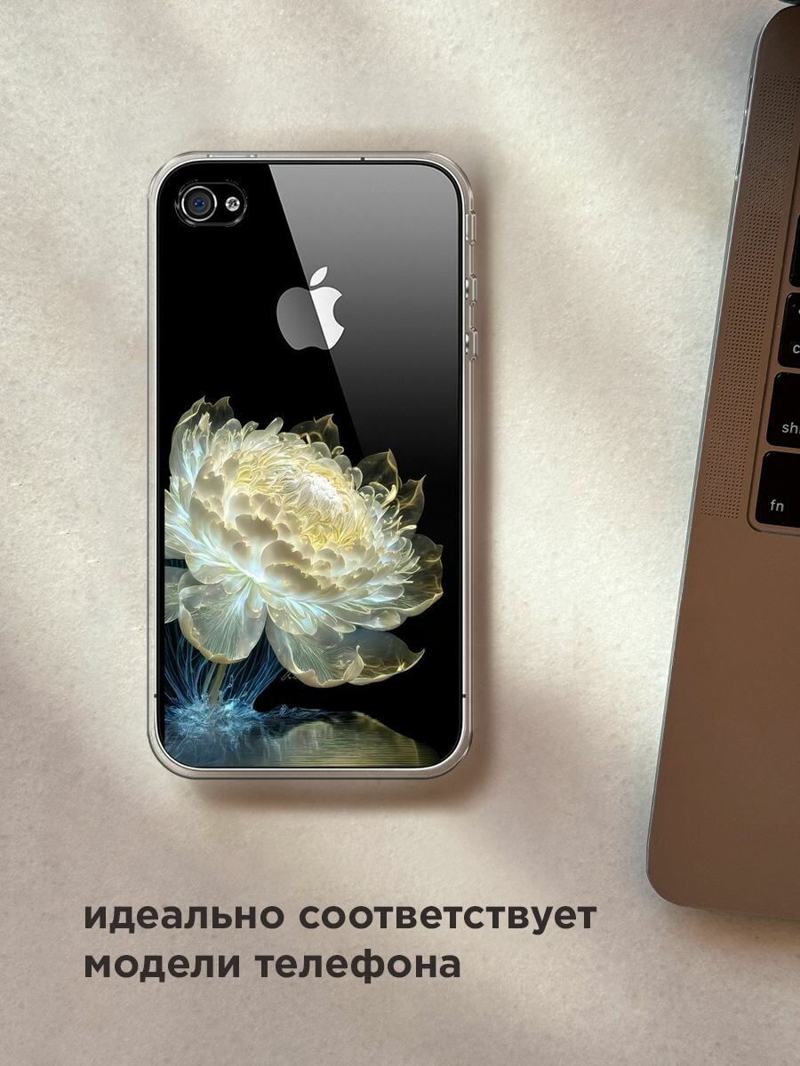 Чехол на Apple iPhone 4/4S / Айфон 4/4S с принтом "Китайский лотос", прозрачный — фото 1