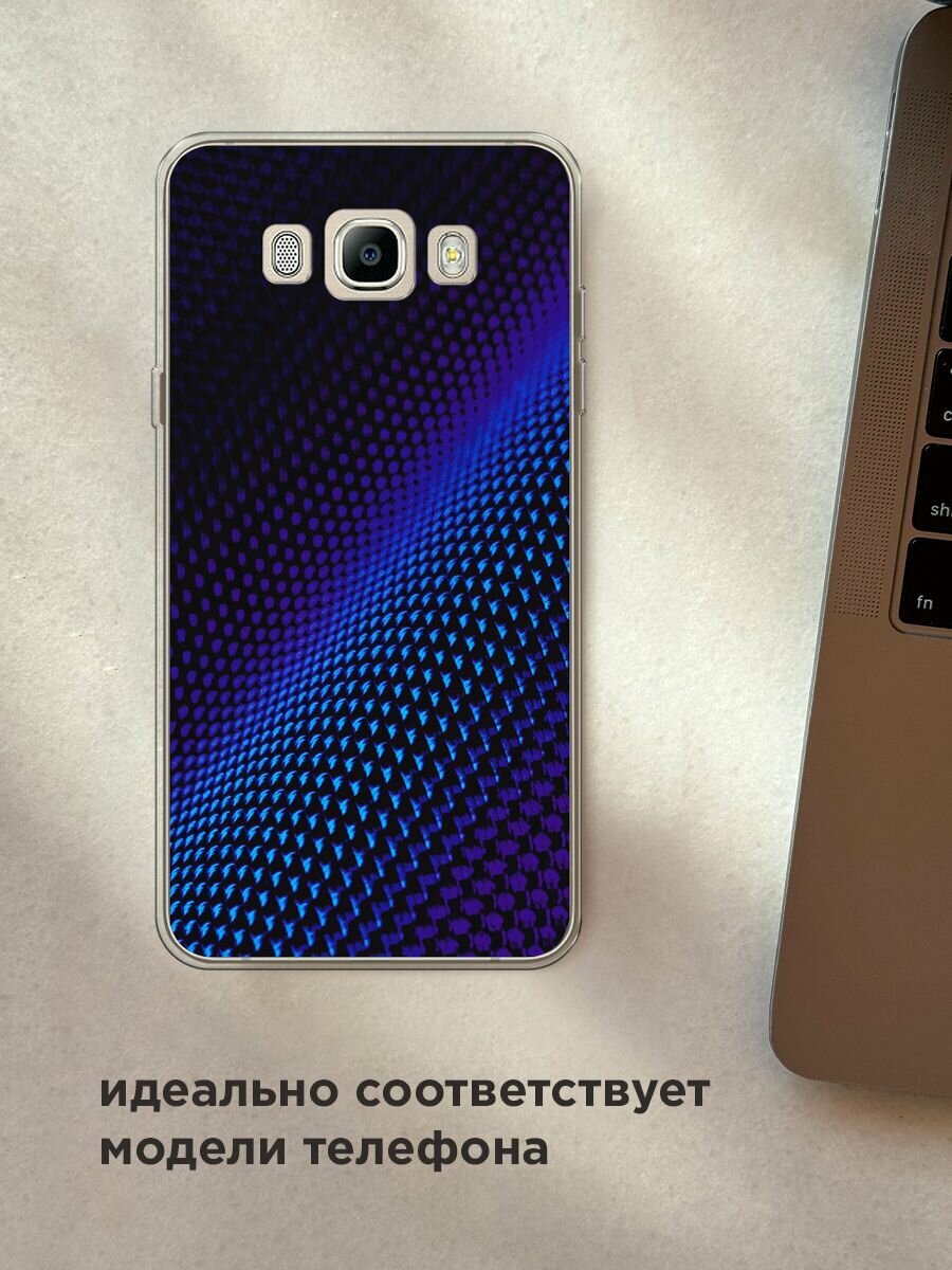 Чехол на Samsung Galaxy J7 2016 / Самсунг Галакси Джей 7 2016 с принтом "Синий карбон" — фото 1