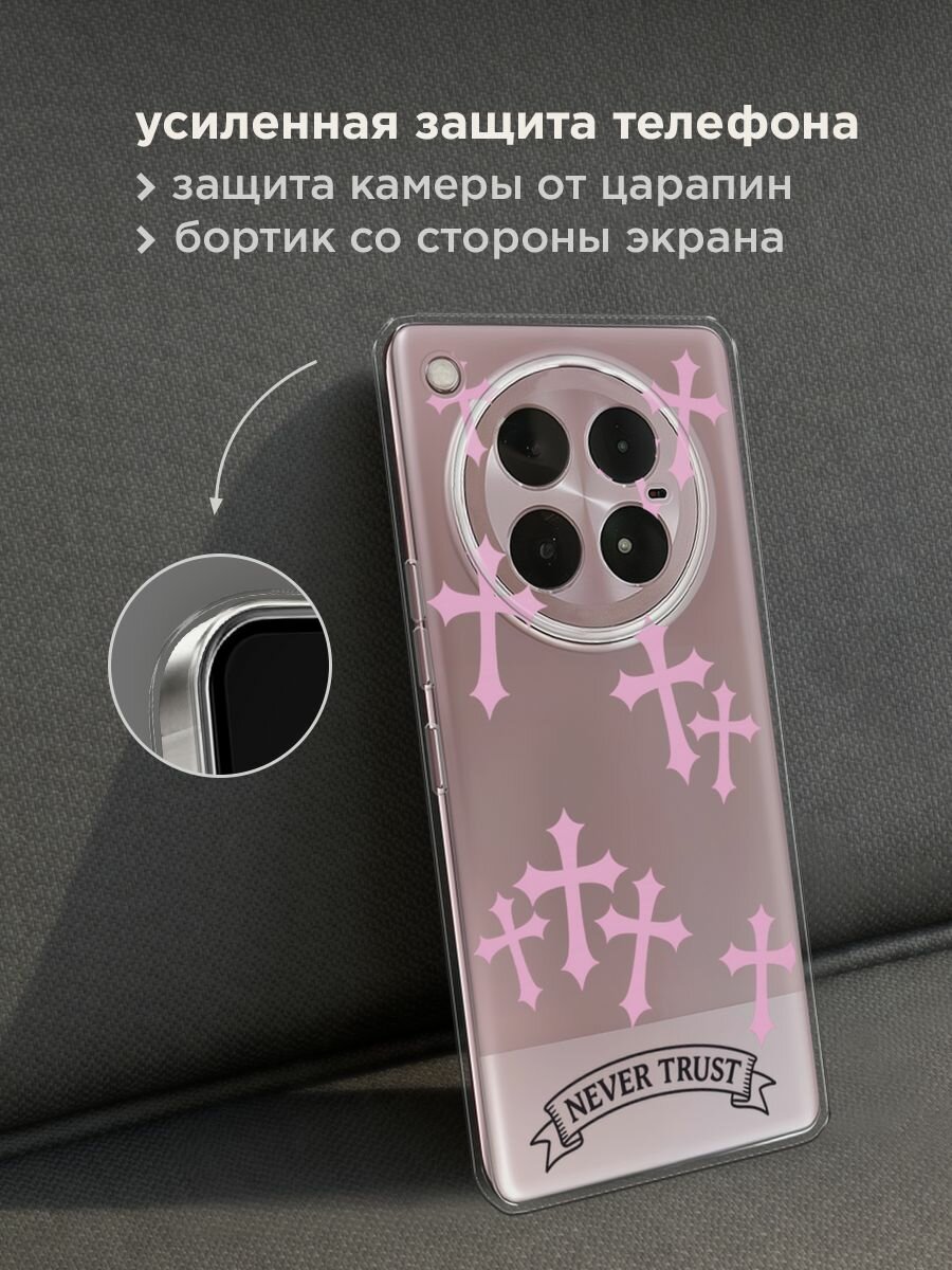 Чехол на Infinix Zero 40 4G / Инфиникс Зеро 40 4G с принтом "Розовые кресты", прозрачный — фото 1