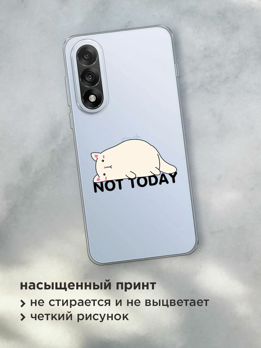 Чехол на OnePlus Nord 5 / Ван Плас Норд 5 с принтом "Cat not today", прозрачный — фото 1