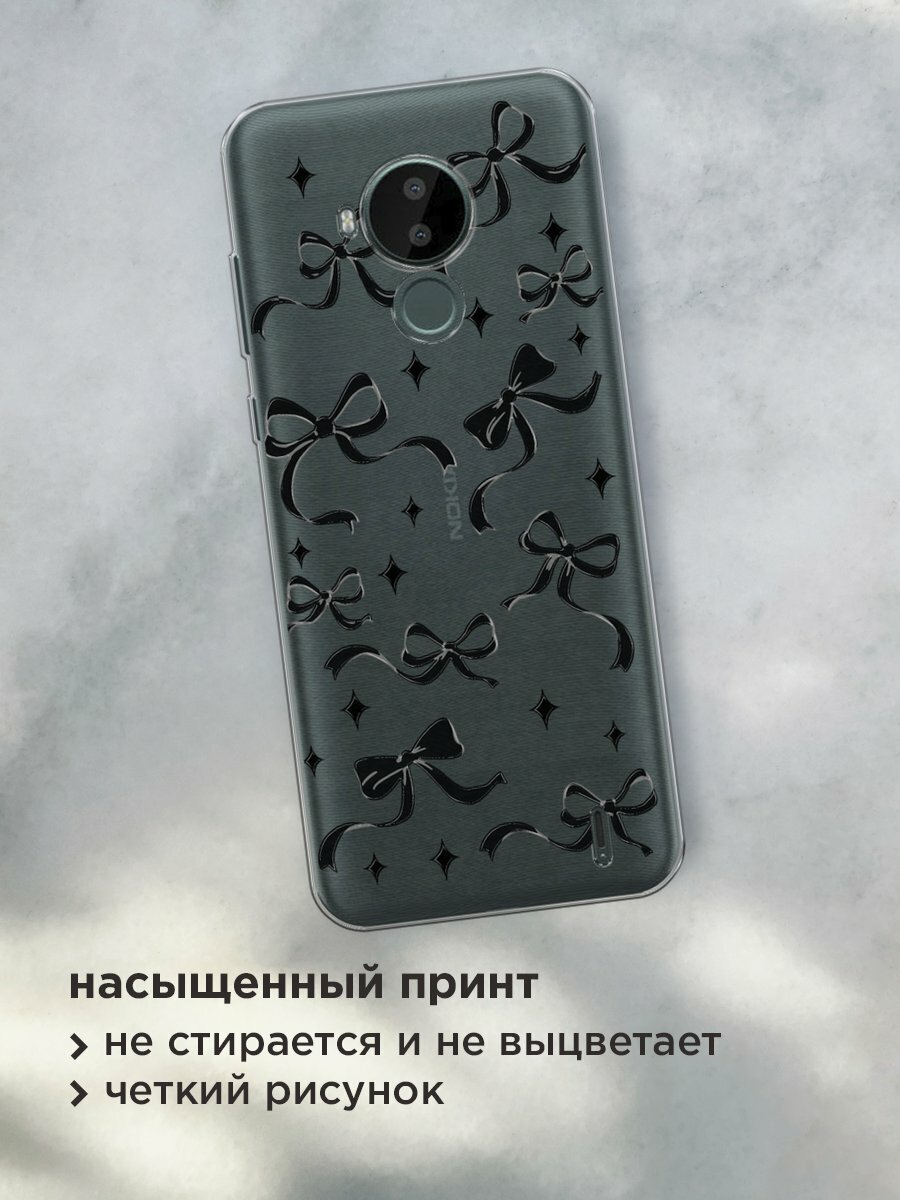 Чехол на Nokia C30 / Нокия C30 с принтом "Милые чёрные бантики 4" — фото 1