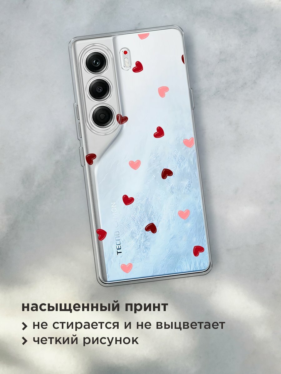 Чехол на Tecno Camon 40 Pro / Текно Камон 40 Про с принтом "Бордовые сердечки 2" — фото 1