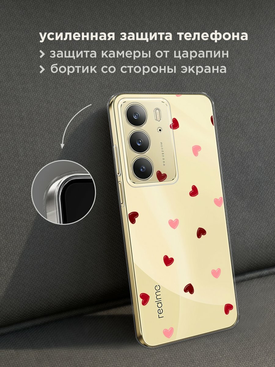 Чехол на Realme C75 4G / Реалми C75 4G с принтом "Бордовые сердечки 2" — фото 1