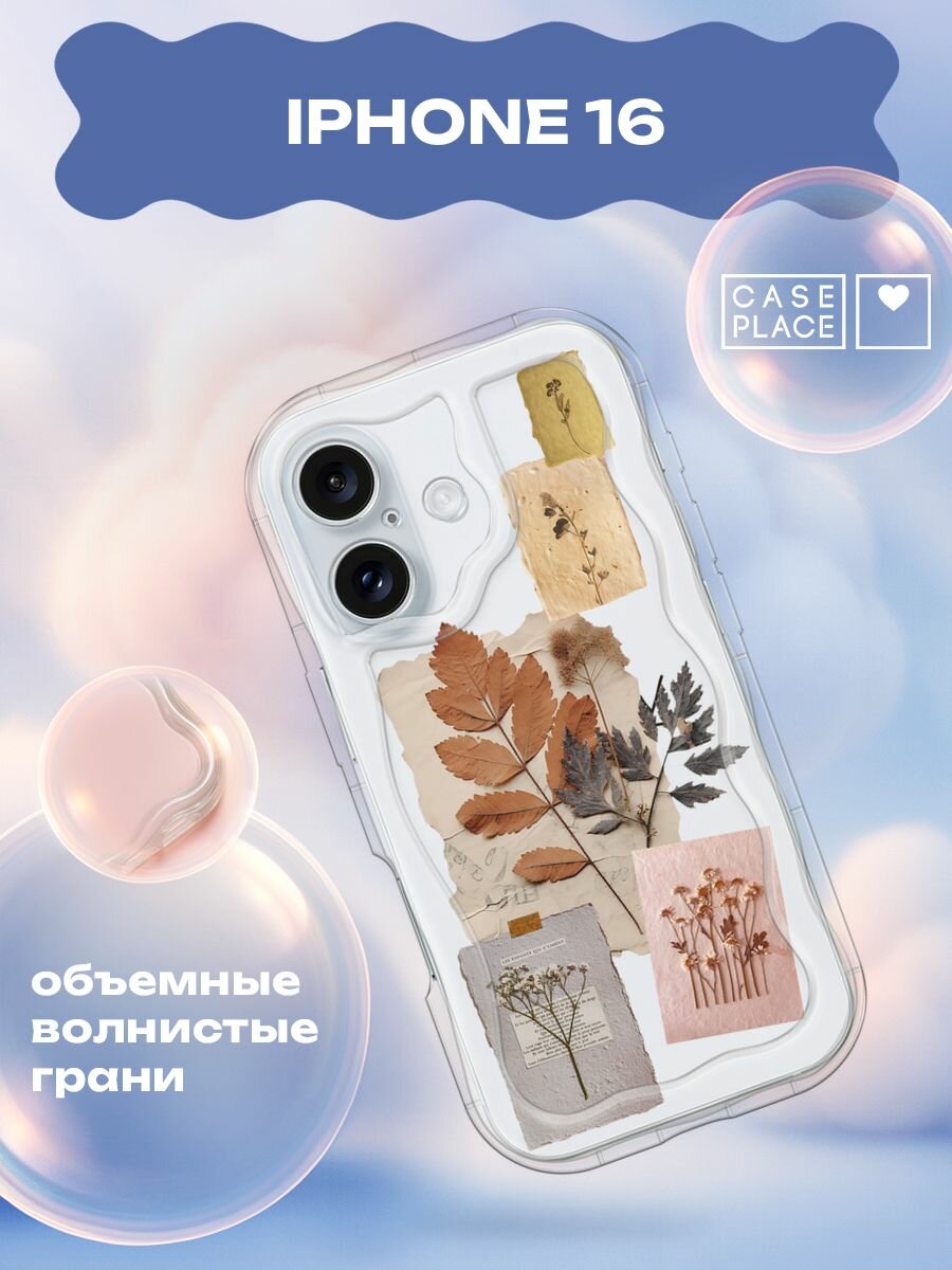 Чехол на Apple iPhone 16 / Айфон 16 с принтом "Сухоцветы", прозрачный
