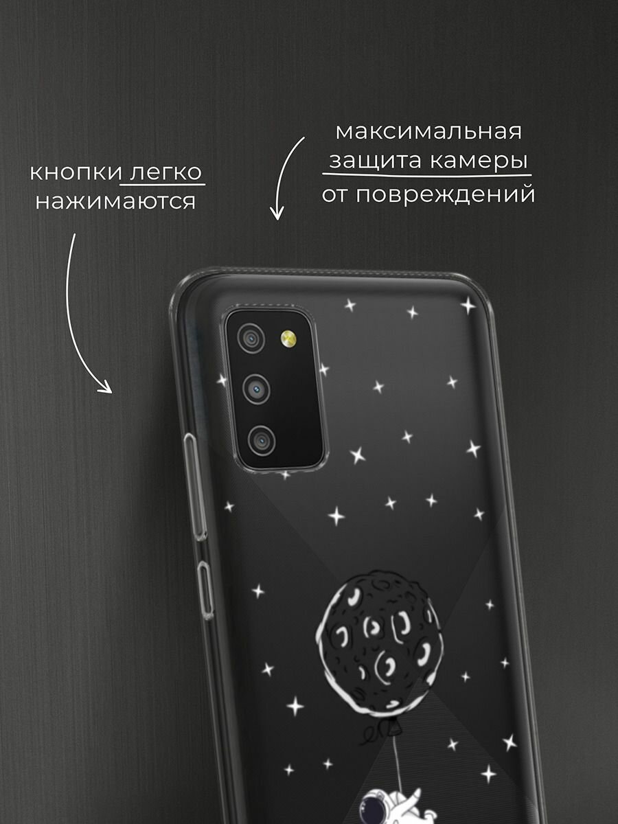 Чехол на Samsung Galaxy A02s / Самсунг Галакси A02s с принтом "Лунный полет", прозрачный — фото 1