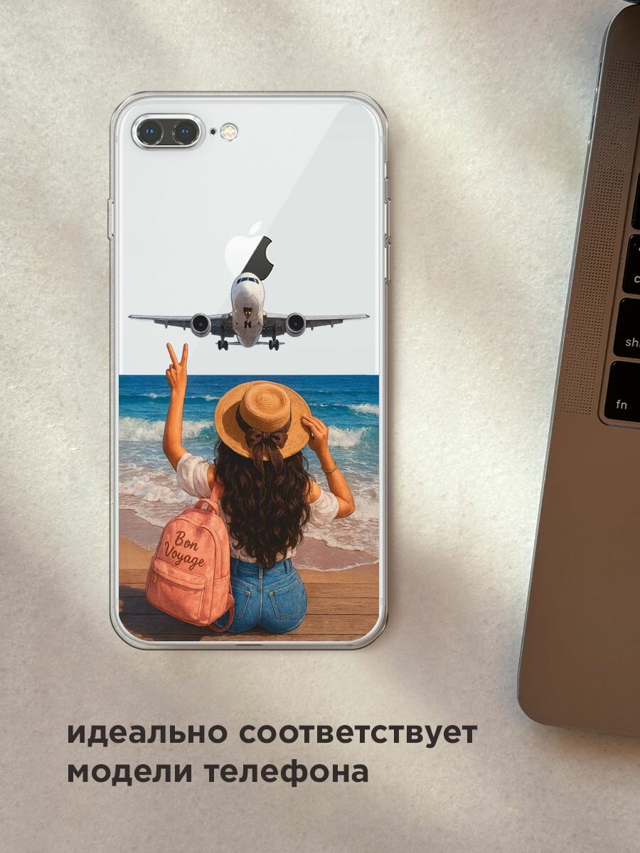 Чехол на Apple iPhone 7 Plus / Айфон 7 Плюс с принтом "Bon Voyage", прозрачный — фото 1