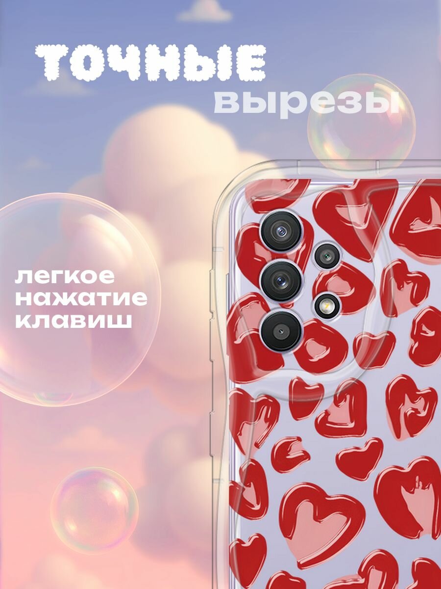 Чехол на Samsung Galaxy A32 / Самсунг А 32 с принтом Множество красных сердец — фото 1