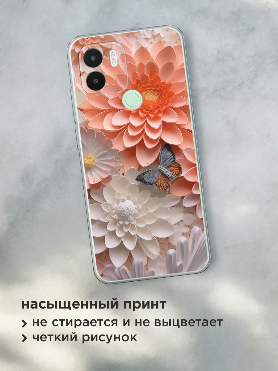 Чехол на Xiaomi Redmi A1+/Redmi A2+/Poco C51/C50 / Редми A1+ с принтом "Бумажные цветы" — фото 1