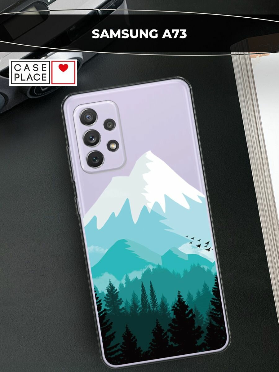 Чехол на Samsung Galaxy A73 / Самсунг Галакси А73 с принтом "Синяя снежная гора", прозрачный