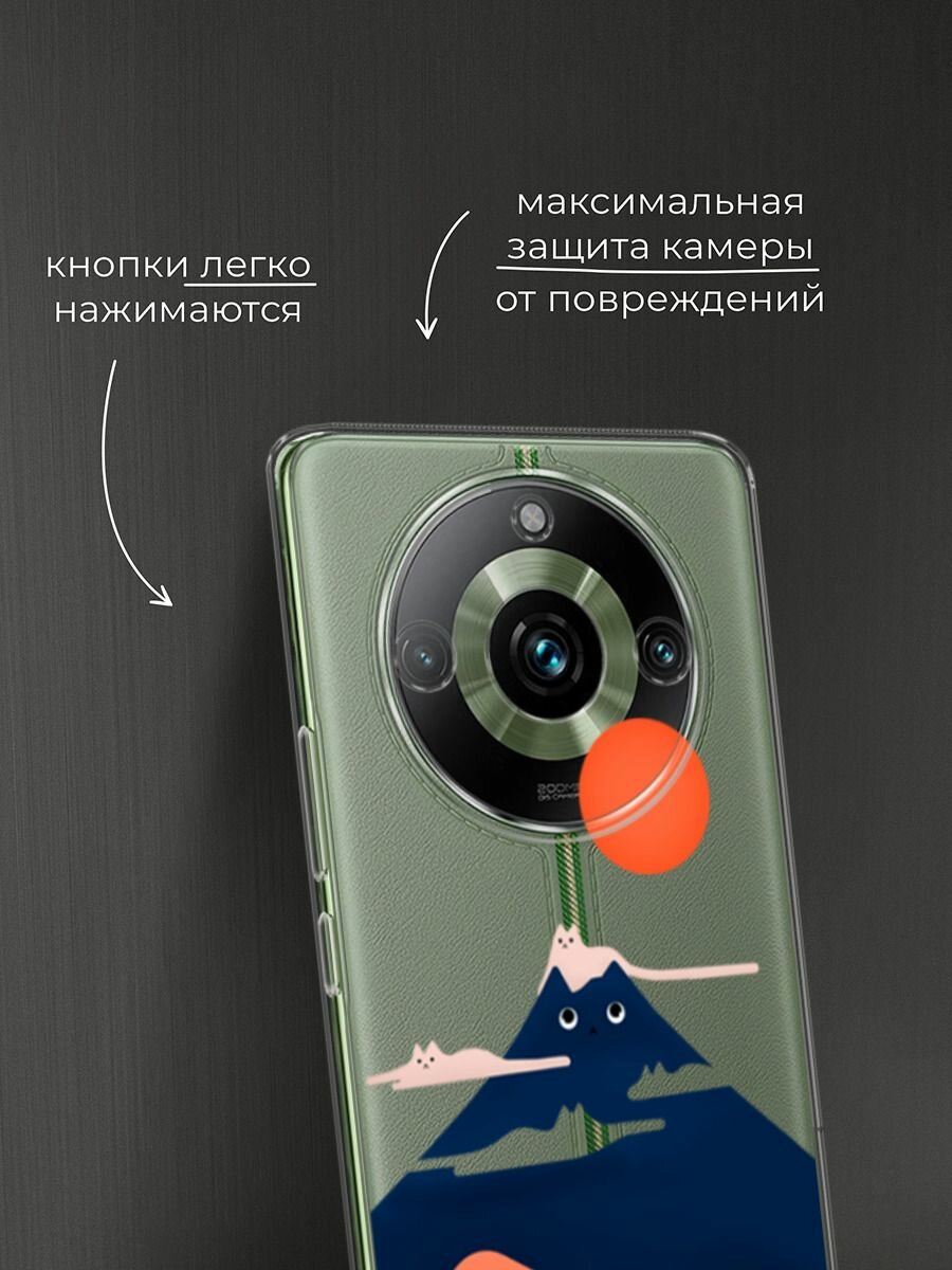 Чехол на Realme 11 Pro / Реалми 11 Про с принтом "Кот-гора", прозрачный — фото 1