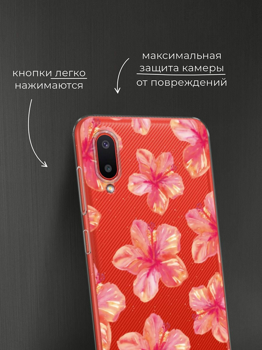 Чехол на Samsung Galaxy A02 / Самсунг Галакси А02 с принтом "Pink flowers" — фото 1