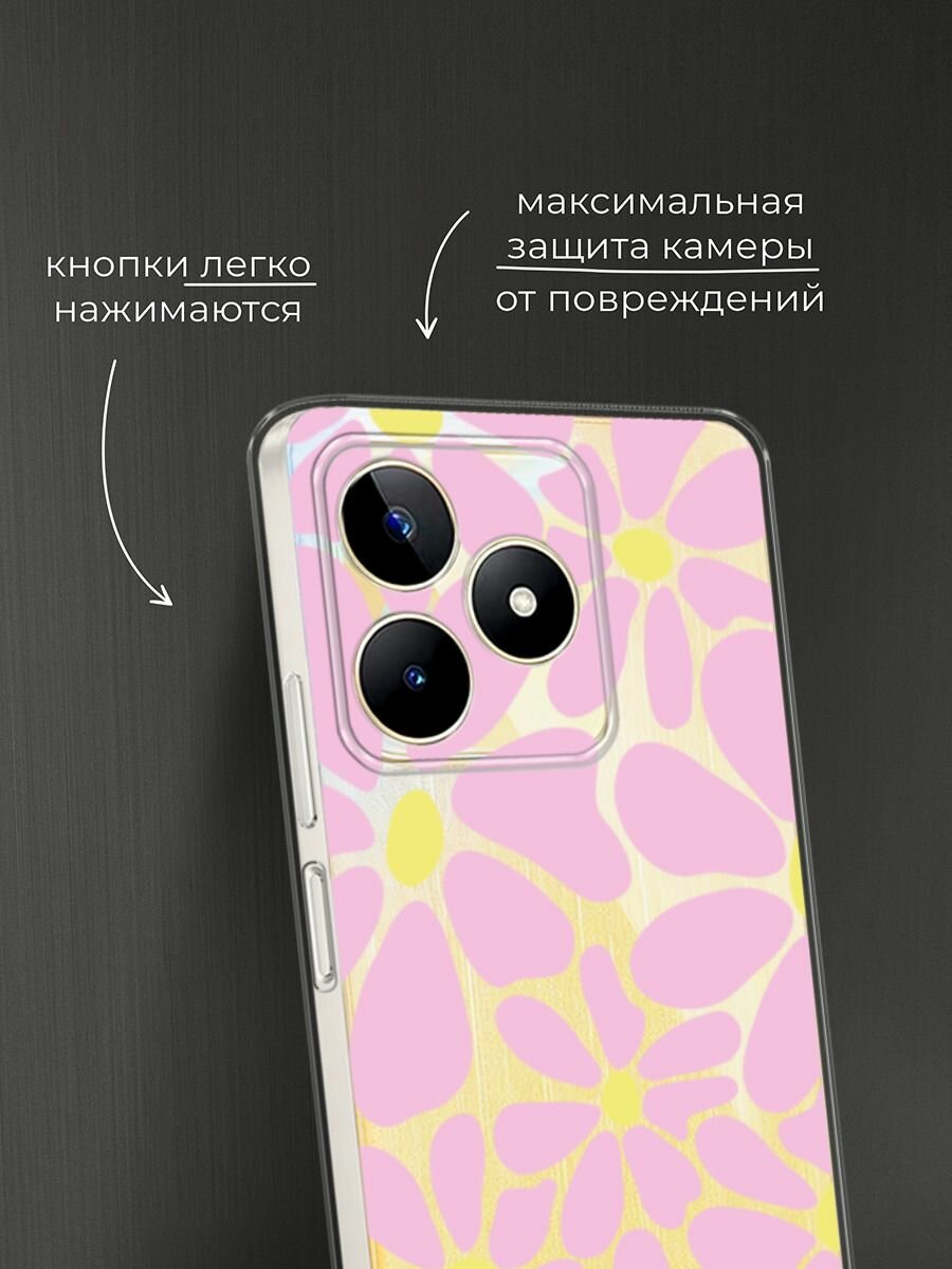 Чехол на Realme C53/C51 / Реалми С53/С51 с принтом "Розовые лепестки 2", прозрачный — фото 1