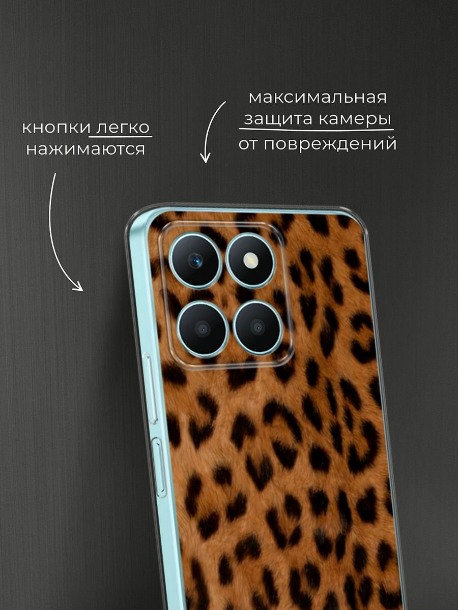 Силиконовый чехол на Honor X6A / Хонор X6A с принтом "Мех леопарда" — фото 1