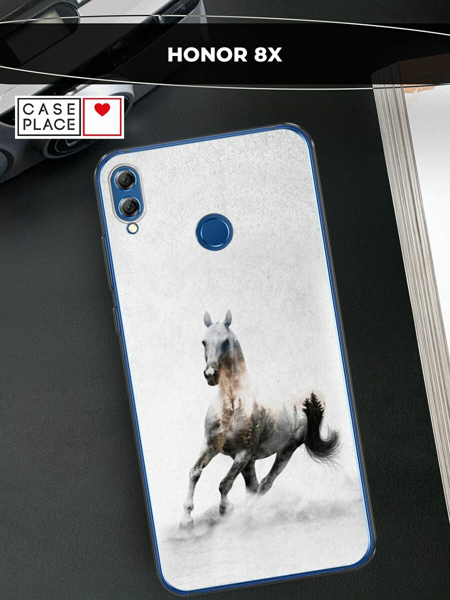 Силиконовый чехол на Honor 8X / Хонор 8Х с принтом "Лошадь лес"