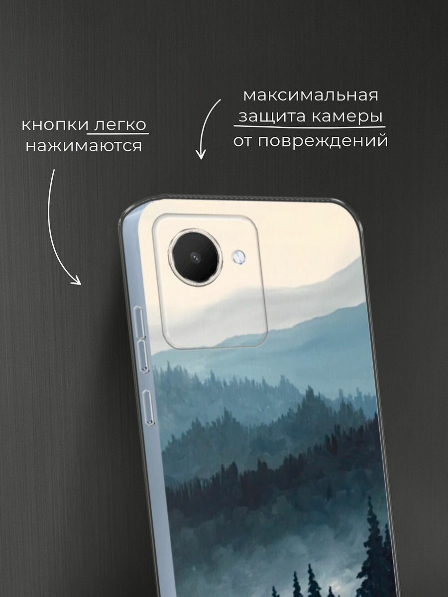Силиконовый чехол на Realme C30 / Реалми C30 с принтом "Туманные горы" — фото 1