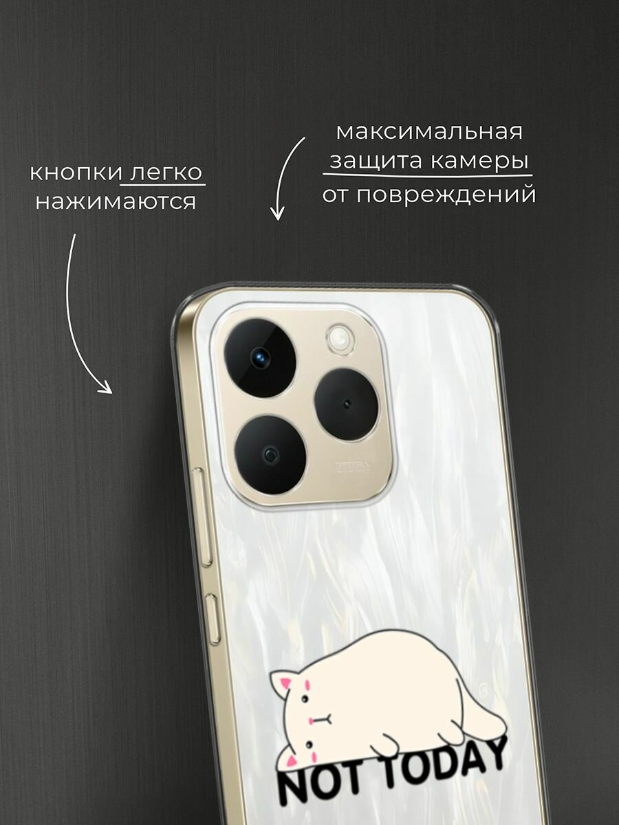 Чехол на Realme 15T / Реалми 15Т с принтом "Cat not today", прозрачный — фото 1