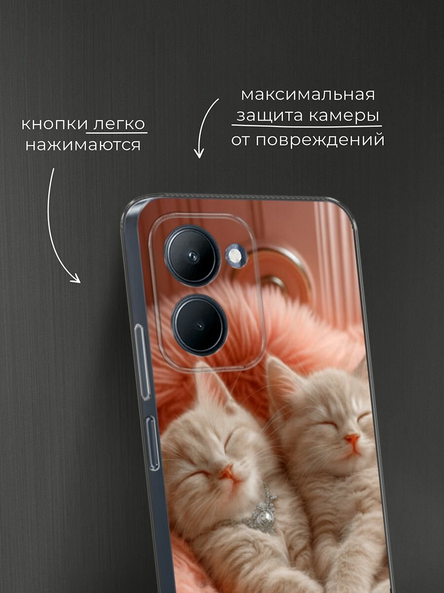 Силиконовый чехол на Realme C33 / Реалми С33 с принтом "Спящие котики" — фото 1