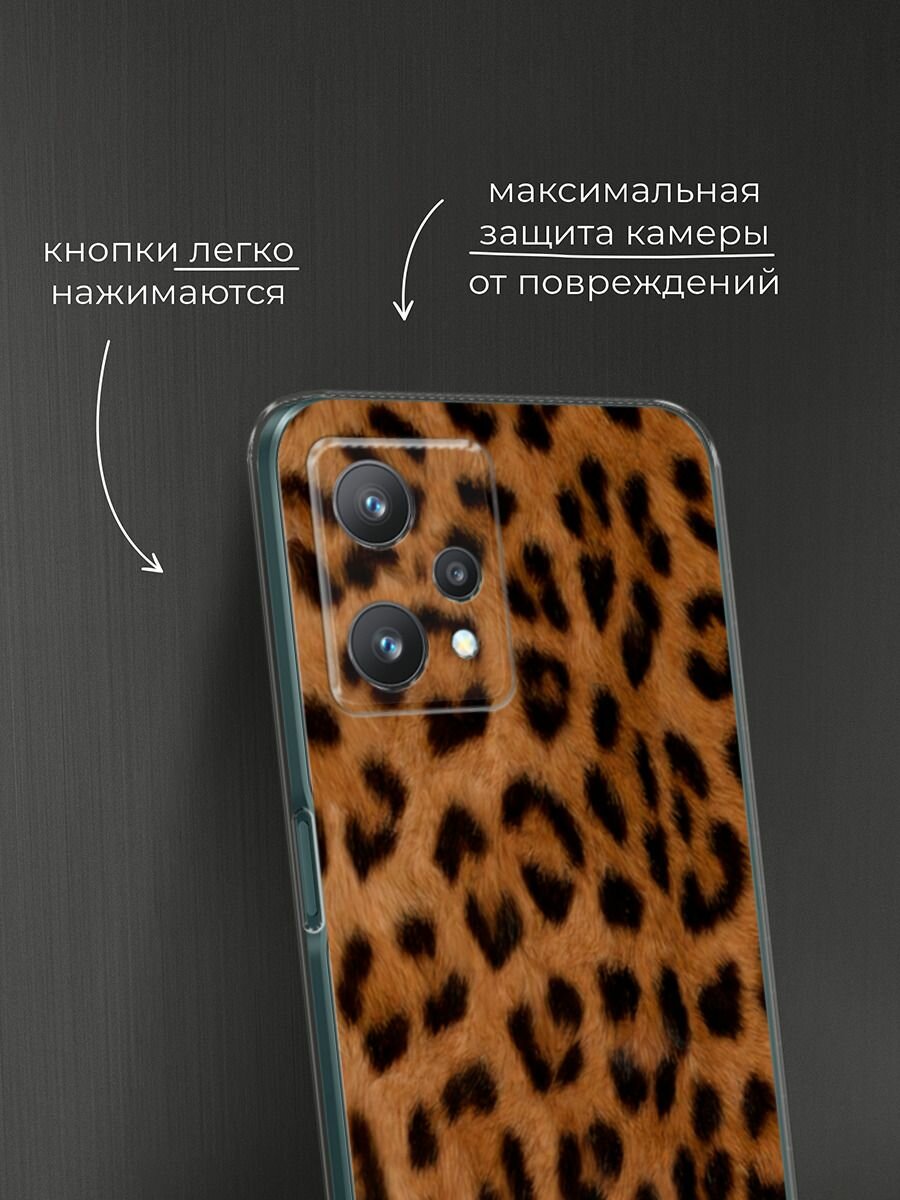 Силиконовый чехол на Realme 9 5G / Реалми 9 5G с принтом "Мех леопарда" — фото 1