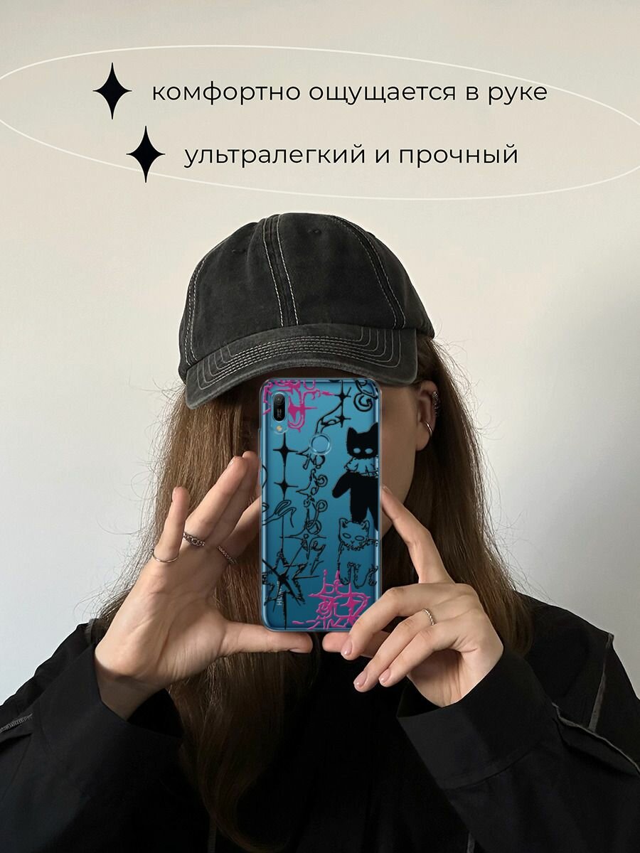 Чехол на Honor 8A/8A Pro/Huawei Y6s/Y6 2019 / Хонор 8А с принтом "Готические котики" — фото 1