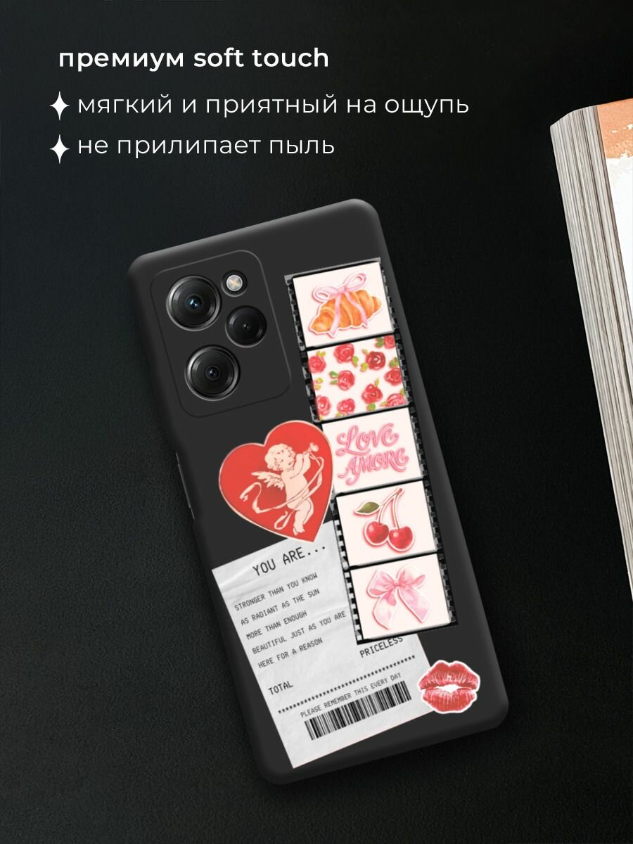 Чехол на Xiaomi Poco X5 Pro 5G / Поко X5 pro 5G с принтом "Змея в красных цветах 3"