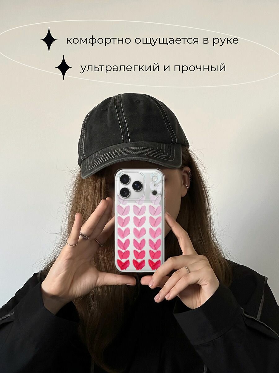 Чехол на Apple iPhone 17 Pro / Айфон 17 Про с принтом "Градиент из сердечек" — фото 1