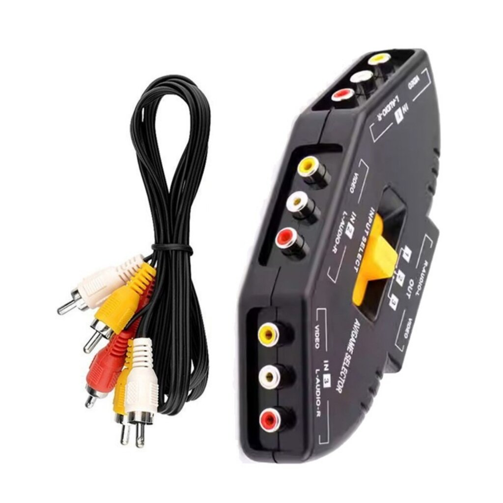 Новый 3-канальный аудио- и видеомагнитофон RCA-AV L/R stereo switcher splitter-черный