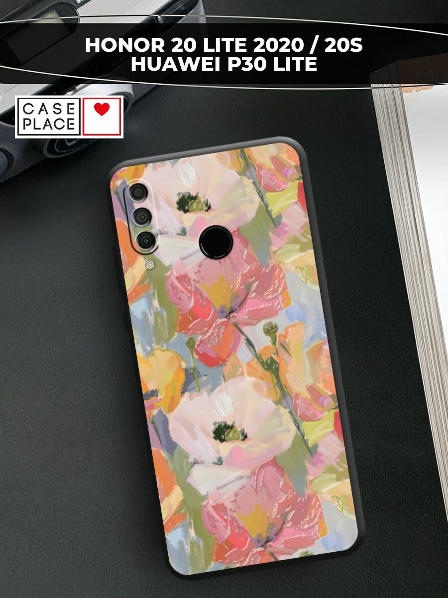 Чехол на Honor 20 Lite 2020/20S/Huawei P30 Lite / Хонор 20 Lite с принтом "Черный сетчатый бант 3"